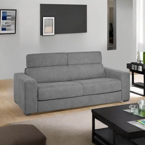 Divano letto 3 posti con poggiatesta reclinabili colore grigio - Crien