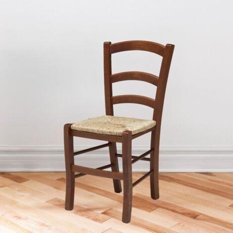 Sedia in legno di faggio colore noce con seduta in paglia - Venezia