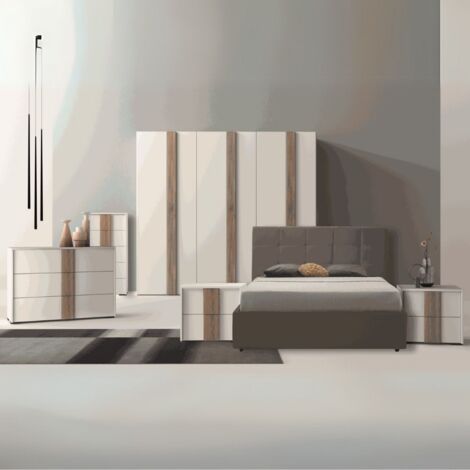 Camera da letto completa con letto contenitore colore bianco nuvola e ...