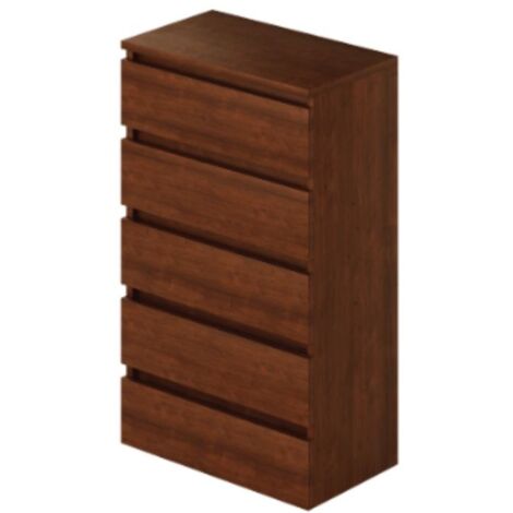 Cassettiera con 5 cassetti colore noce antico 75x127H cm montata