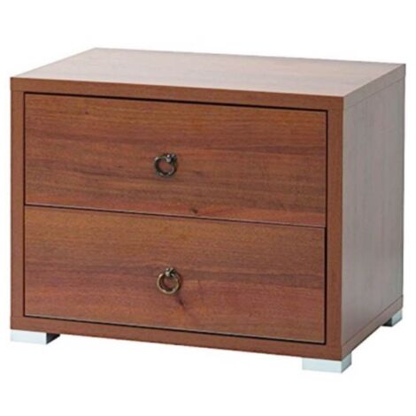 Comodino con 2 cassetti colore noce antico 52x36x43H cm montato