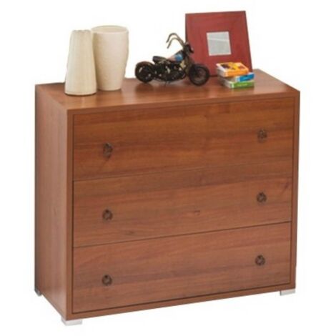 Comò con 3 cassetti colore noce antico 91x45x81H cm