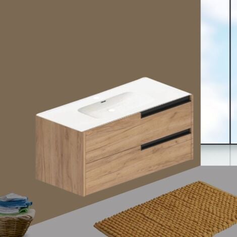 Mobile bagno sospeso con cassetti colore rovere miele 100x45x50H - Former