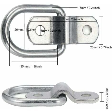 anneaux d'arrimage en D pour remorque avec fixation au sol Capacité de 580 kg - 10pcs
