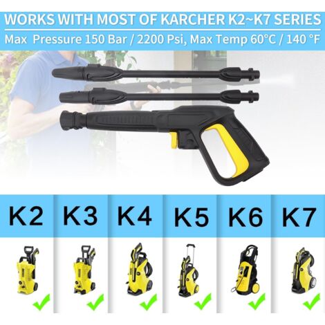 Pistolet à Eau Haute Pression avec Lance à Jet Variable et Lance rotative, Compatible avec Les ...