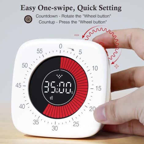 Minuteur Visuel Rechargeable, Timer Numérique avec 4 Modes d'alarme ...