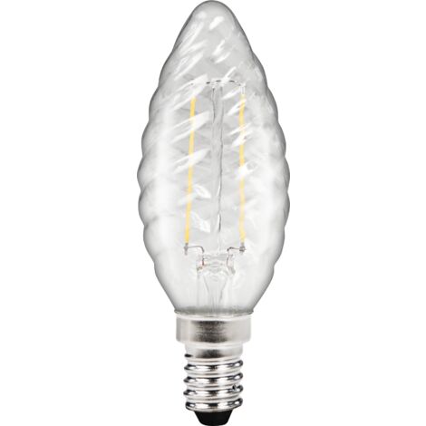 LED Filament Kerzenlampe gedreht McShine "Filed", E14, 2W, 260 lm, warmweiß, klar