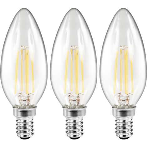 LED Filament Set McShine, 3x Kerzenlampe, E14, 2W, 260lm, warmweiß, klar