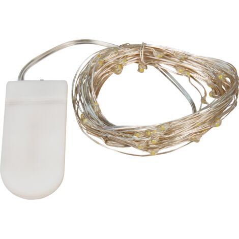 LED Draht-Lichterkette McShine "Micro" 50 LEDs, warmweiß, Batteriebetrieb