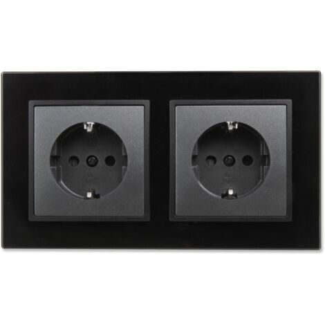 Steckdosen Set McPower Flair "Beginner 2S-Style" anthrazit + Glasrahmen