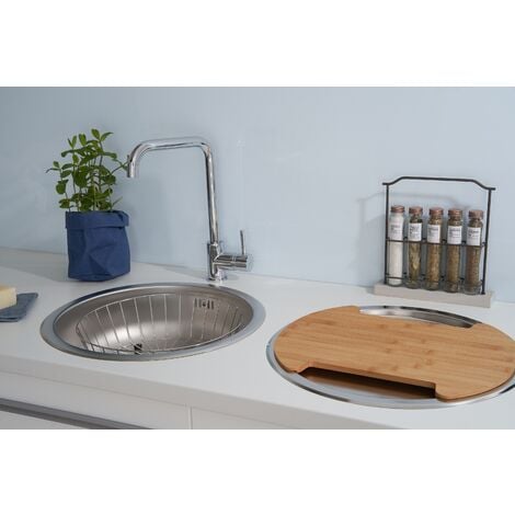respekta Évier à encastrer Évier rond rond en inox Évier de cuisine Set