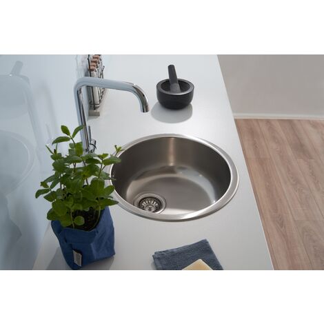 respekta Évier Évier à encastrer Évier rond en acier inoxydable Évier ...