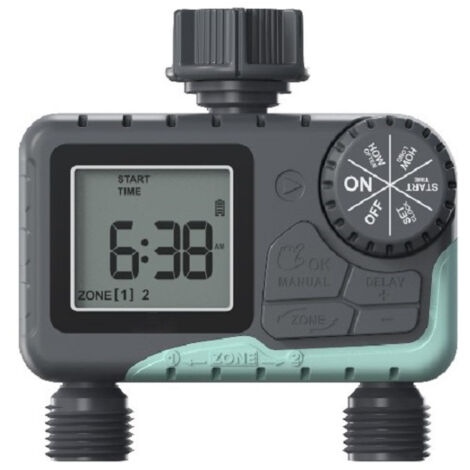 2 Voies Programmateur d'arrosage,Fonction Manuel, Automatique et Rapide,avec Affichage LCD,Temps ...