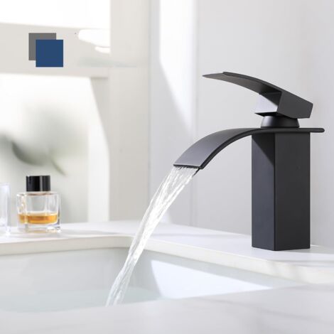 Mitigeur Cascade Noir Moderne pour Lavabo - Robinet de Salle de Bain ...