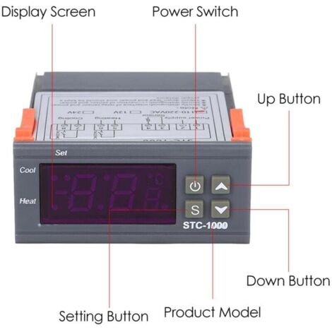 UlisemContrôleur de Température Numérique Tout Usage STC-1000, Thermostat de Refroidissement et ...