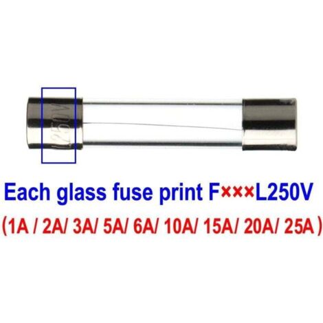 Kit de 126 Pcs Fusibles en Verre - Assorties - 6 x 30mm - Coup Rapide - Fast-Blow - AMP 1A 2A 3A ...