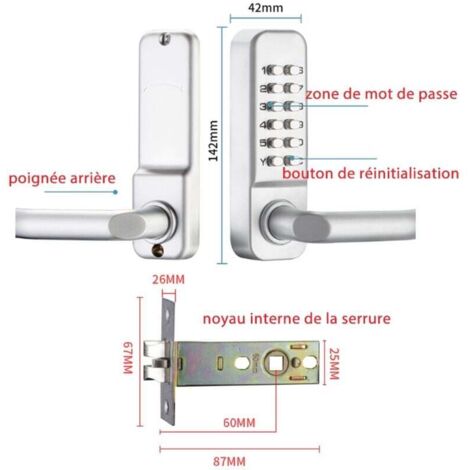 Verrouillage de code, Serrure de porte sans clé en alliage de zinc à 1 à 11 chiffres Serrure à ...