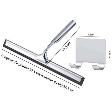 Raclette Douche en Acier INOX avec Crochet, Raclette de Douche Argent ...