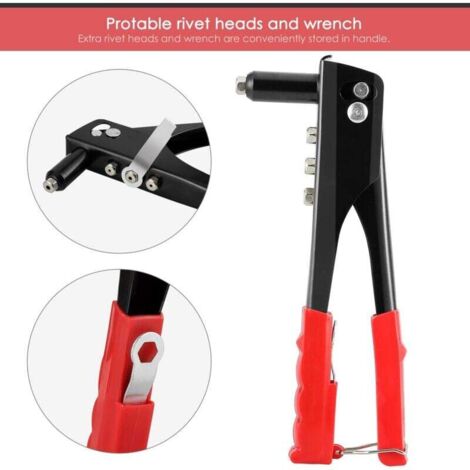 Kit d'outils de rivetage, riveteuse pop professionnelle avec 4 adaptateurs de buse, ensemble de ...