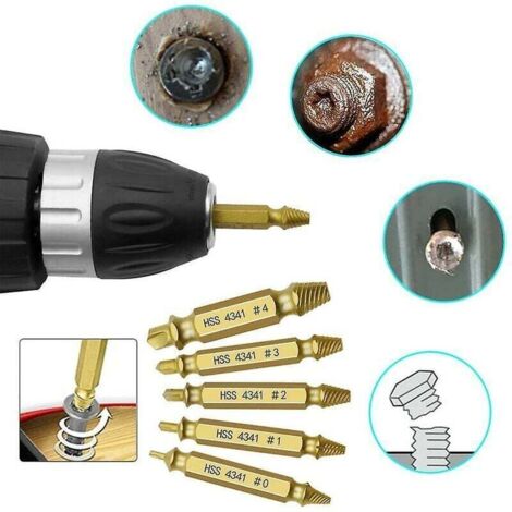 Mandrin de perceuse 6pcs Kit d'extracteur de vis cassé Kit d'extracteur ...