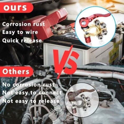 Cosse Batterie,2 Pièce Cosse batterie, Positive Et Négative Cosse ...