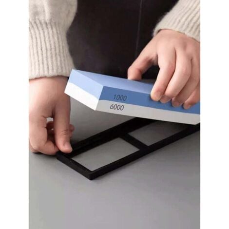 Pierre à Aiguiser 1000/6000 , Aiguiseur de Couteau Professionnel 2-en-1 Pierre à Affûter Double ...