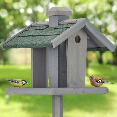 UlisemMangeoire à oiseaux avec support, silo, toit résistant aux ...