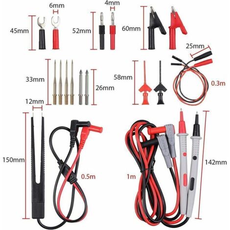 Kit de cordons de test pour multimètre électrique : cordon de test 21 ...