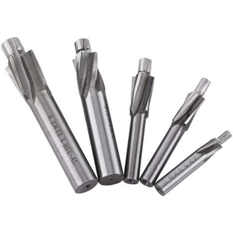 Fraise en Bout, 5pcs M3-M8 4 Flûtes HSS-AL Fraise Fente Forets HRC6568 ...