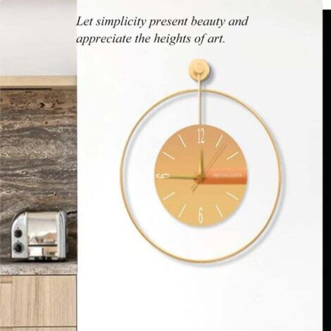 Horloge murale décorative moderne en métal sans tic-tac - 50cm