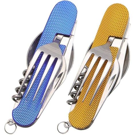kit Couverts de Camping 6 en 1 en Acier Inoxydable Pliant coutellerie ...