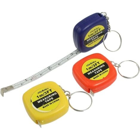 Lot de 3 porte-clés porte-clés mini ruban à mesurer 1 m 3 pieds avec ...