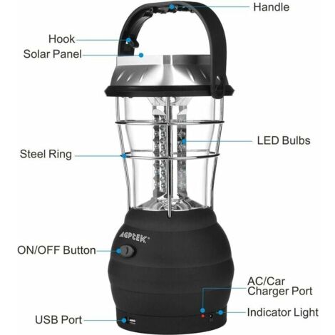 Lanterne Solaire, Lampe de Camping LED Ultra Bright, 2 Modes D ...
