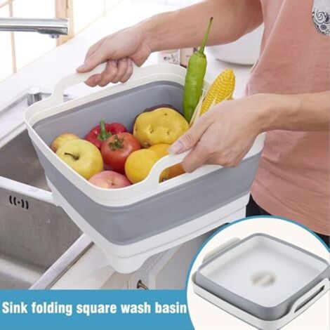 Bassine Pliable, Lavabo Pliable avec Bouchon de Vidange et Poignées de ...