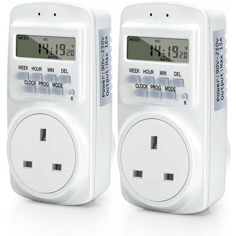 Ej.Life Digital Electrical,UK Plug Timer Socket, 24 Hours 7 Day Weekly ...