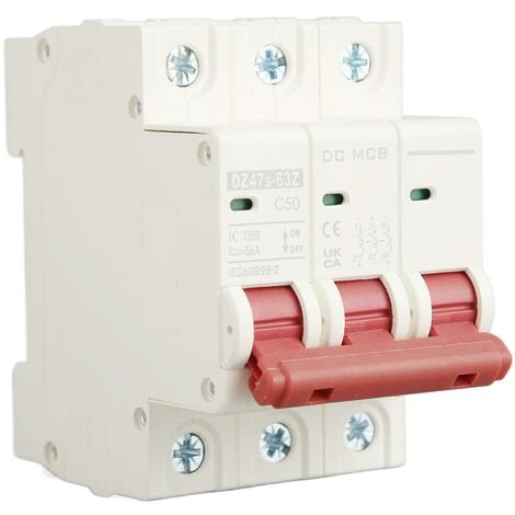 Ej.Life 2P DC Disjoncteur Miniature 50A 1000V 6000A capacité de Rupture Protection contre les ...