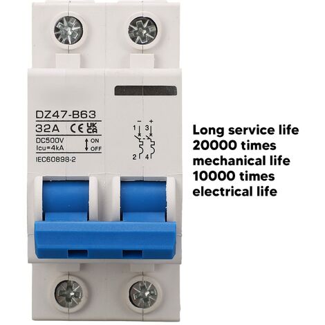 Ej.Life Disjoncteur 2P DC500V Disjoncteur Basse Tension 4000A Capacité de Rupture pour Système ...