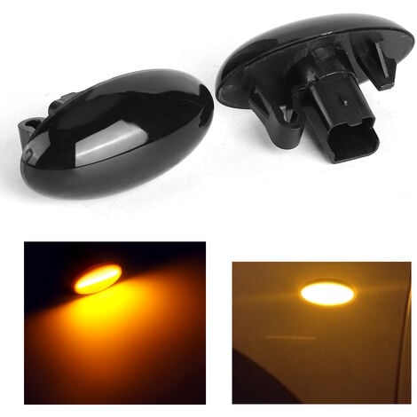 Ej.Life Feu de position latéral clignotant dynamique LED adapté pour Peugeot 1007 107 206 207 ...