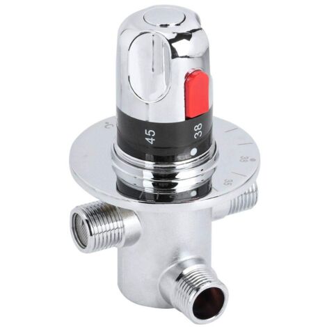 1 Pièces Vanne Thermostatique, Laiton Massif G1 / 2 Filetage Eau Chaude/Froide Vanne de Robinet ...