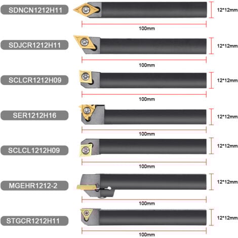 Ej.Life Ensemble D'outils de Tournage de Tour CNC Avec Support D'insertion + 7 Inserts en ...
