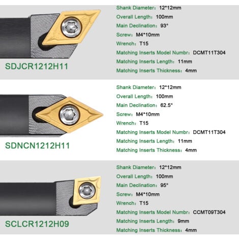 Ej.Life Ensemble D'outils de Tournage de Tour CNC Avec Support D'insertion + 7 Inserts en ...