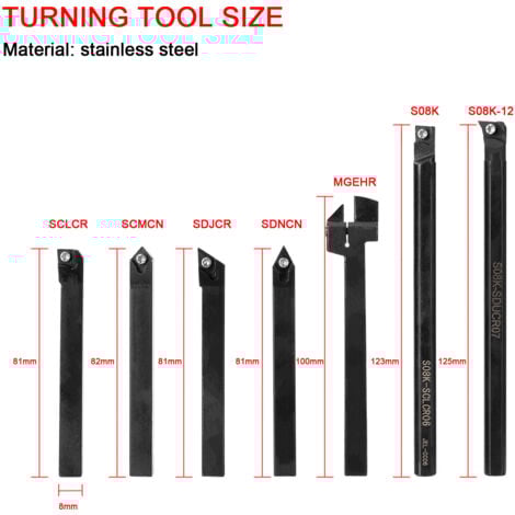 Ej.Life Ensemble D'outils de Tournage de Tour CNC Avec Support D'insertion + 10 Inserts en ...