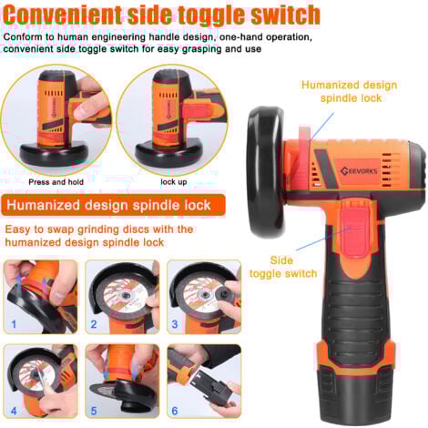 Ej.Life Mini Meuleuse Sans Fil, 75MM Mini Disqueuse Sans Fil, Meuleuse ...