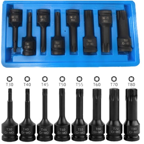 Ej.Life 1/2 pouce IMPACT TORX BIT SOCKET BITS SORT T30 T40 T45 T50 T55 ...