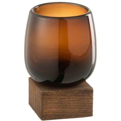 Vase sur pied en verre marron 10x10x11 cm