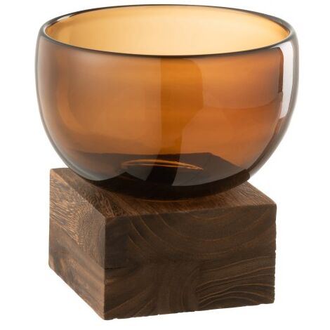 Vase sur pied en verre marron 18x18x20 cm