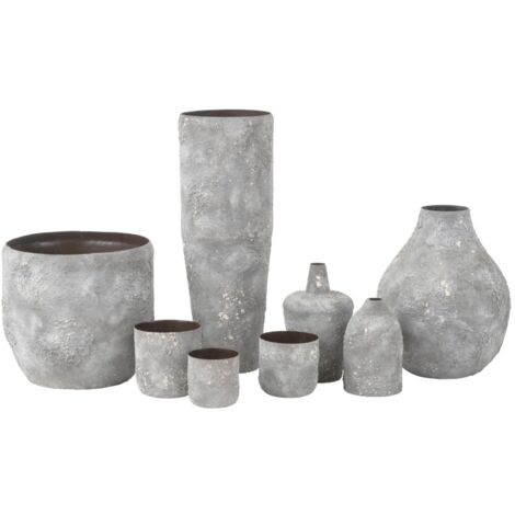 Vase rugueux en métal gris 17x17x25cm
