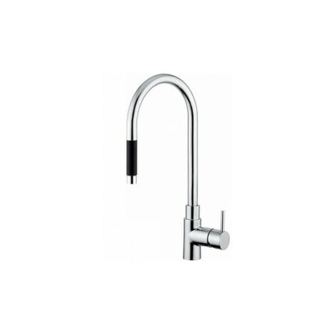 Miscelatore cucina con canna girevole e doccia estraibile finitura Inox ACQUAMIX CM MARTANA 9102 ...