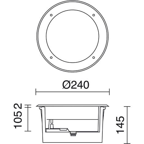 Encastré au sol SPIONA IP68 LED COB 26W 2965lm(2550lm) CRI90 3000K 15º ...
