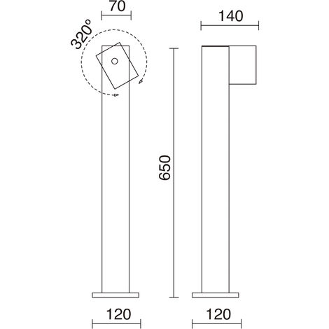 Borne tilt SUEVIS IP54 LED COB 7W 750lm(466lm) CRI80 3000K 96º 650mm ...